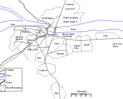 Makurdi map showing major areas · Soluap