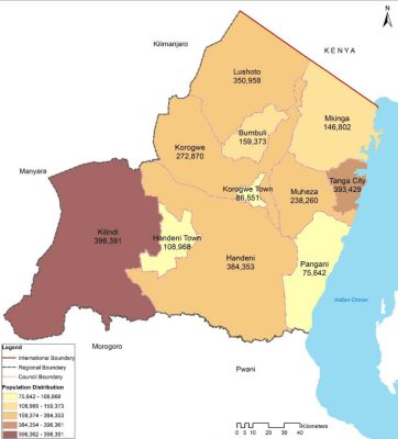 Largest Districts by population in Tanga Region, Tanzania · Soluap